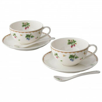 ※パッケージ、デザイン等は予告なく変更される場合があります。※画像はイメージです。商品タイトルと一致しない場合があります。可憐なフルーツが散りばめられた気品のあるカップソーサーです。サイズカップ:直径約9.5cm/高さ約5.5cm、ソーサ—...