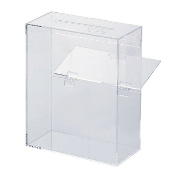 ※パッケージ、デザイン等は予告なく変更される場合があります。※画像はイメージです。商品タイトルと一致しない場合があります。裏側に出入り口が付いている募金箱です。鍵もついています。サイズW20×D10×H25cm個装サイズ：26.5×21.5...