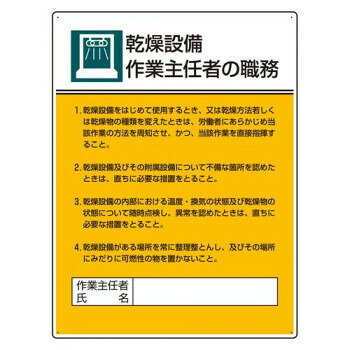 ※パッケージ、デザイン等は予告なく変更される場合があります。※画像はイメージです。商品タイトルと一致しない場合があります。職務内容を明確に表示し、現場での周知徹底に役立つ表示板です。サイズ600×450mm、取付穴:φ2.5mm個装サイズ：...