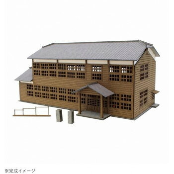 ※パッケージ、デザイン等は予告なく変更される場合があります。※画像はイメージです。商品タイトルと一致しない場合があります。木造の可愛らしい2階建ての小学校です。グレー色で2個立っているのは門柱です。校門に配置してください。※屋根シートはカッ...