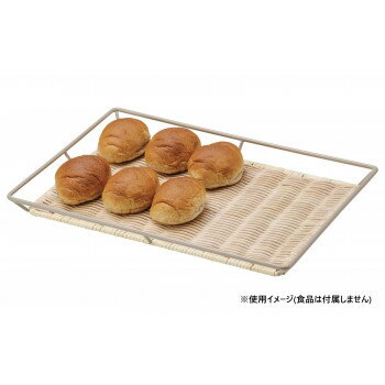 ※パッケージ、デザイン等は予告なく変更される場合があります。※画像はイメージです。商品タイトルと一致しない場合があります。パンなどの陳列に最適な、ワイヤー枠付きのトレーです。サイズW40×D28×H3.5cm個装サイズ：3.5×40.0×2...
