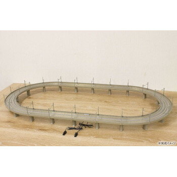 ※パッケージ、デザイン等は予告なく変更される場合があります。※画像はイメージです。商品タイトルと一致しない場合があります。PCトラック レールセットH 複線高架線セットは複線高架レイアウトを作る為に必要なレールがひとまとめになったセットです...