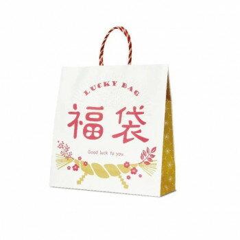※パッケージ、デザイン等は予告なく変更される場合があります。※画像はイメージです。商品タイトルと一致しない場合があります。しめ飾りを大きく配置した視認性の高い福袋です。持ち手に白と赤で編まれた紐を使用しています。サイズ巾320×マチ110×...
