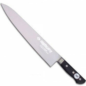 ※パッケージ、デザイン等は予告なく変更される場合があります。※画像はイメージです。商品タイトルと一致しない場合があります。一角別作牛刀の上位モデルで、柄元に口金がついており使用時に汚れが柄に入りにくくなっています。口金がある為、適度な重さが...