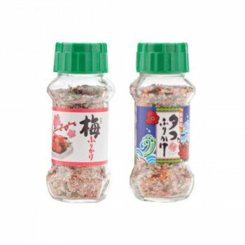 ※パッケージ、デザイン等は予告なく変更される場合があります。※画像はイメージです。商品タイトルと一致しない場合があります。梅ふりかけは、梅・しその風味をいかしたふりかけです。しそを使用し、鰹・胡麻・海苔で風味を高めています。タコふりかけは、...