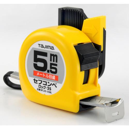 《メーカー》（株）TJMデザイン《品番》SFL25-55BL《特長》●落下防止用ベルトホルダー付です。●片手で簡単脱着可能です。●ヨンゴーゴーピッチ表示付です。《用途》《仕様》●テープ長さ(m):5.5●テープ幅(mm):25●水平保持(m...