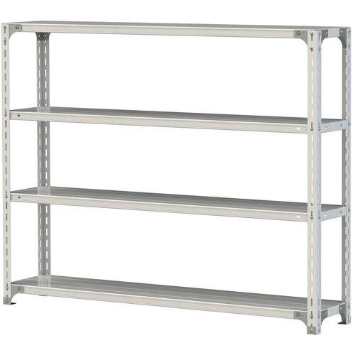 《メーカー》山金工業（株）《品番》1.2S4530-4W《特長》●収納物に合わせて、棚板の取付け位置は50mmピッチで変更できます。●独自のコーナープレートにより各コーナーの直角が出しやすく、組立しやすくなりました。●棚板には強度をUPさせ...