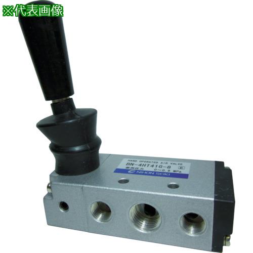 《メーカー》日本精器（株）《品番》BN-4HT41G-10《特長》●エアシリンダなどに供給する空気の流れ方向を手動で切り替える機器です。●レバーは切り替えた方向に保持します。●2ポジションです。●無給油で使用可能です。《用途》《仕様》●有効...