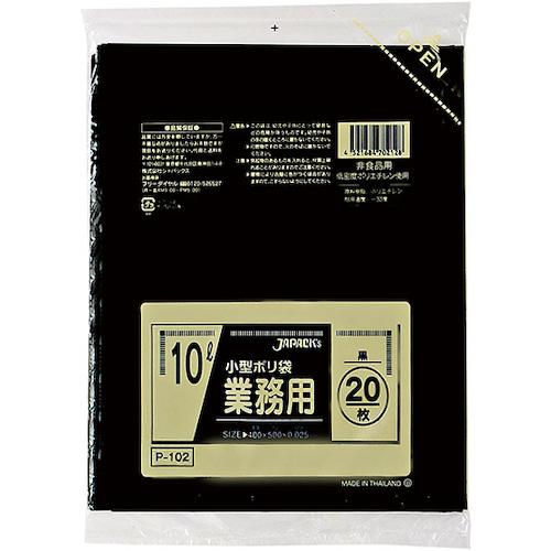 《メーカー》（株）ジャパックス《品番》P102《特長》●室内小型ペールに最適です。《用途》《仕様》●容量(L):10●縦(mm):500●横(mm):400●厚さ(mm):0.025●色:黒《仕様2》《原産国（名称）》タイ《材質／仕上》《セ...