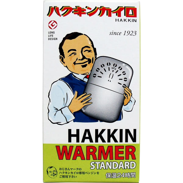 繰り返し使用できるロングライフ製品！●発熱温度も一定。●寒冷地や冬の野外のレジャー時に。●遠赤外線の働きで身体の芯から暖めます。 ●カメラのレンズに付く露や霜を熱で飛ばす目的でハクキンカイロが使用されています。●専用カップ1杯で約12時間、...