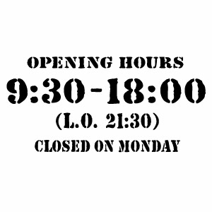 【カッティングステッカー 飲食店用の営業時間（24H表示） 時間&定休日&L.O. 018 JSLHR 大判Lサイズ 2枚組 幅約33cm×高15.8cm】入り口のドアやウインドーなどに貼れます、時間と定休日、ラストオーダーの部分をセミオー...
