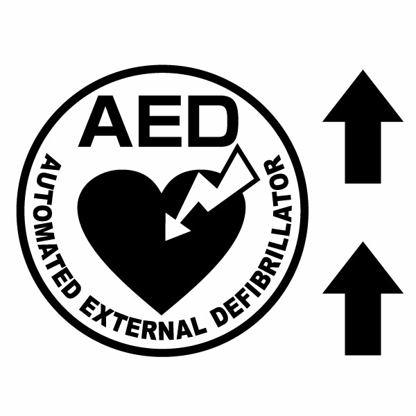 AED設置案内表示用ステッカーその他種類はこちら→ 【AED設置案内カッティングステッカー ver.08 ミニサイズ 3枚組 幅約12cm×高約12cm】※矢印付。AEDの設置表示ステッカーです。ホテルや公共施設、AEDを搭載している車やバ...