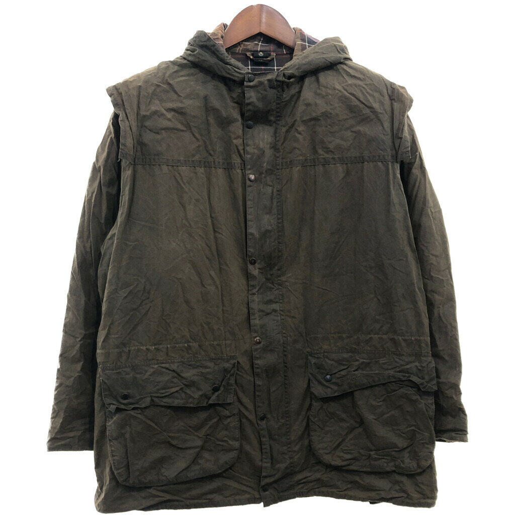 DESCRIPTION ブランドBarbour/バブアー サイズ【サイズ】42 【実寸】 肩幅：約52cm着丈：約80cm身幅：約64cm袖丈：約61cm 主な素材表地 : コットン 色カーキ 仕様 フードドローコード、ライナー接続可能アウ...