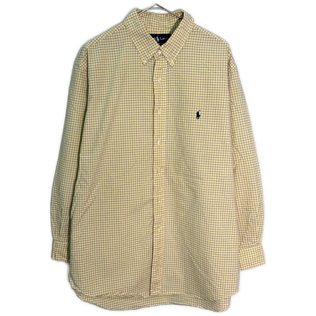 DESCRIPTION ブランドRALPH LAUREN/ラルフローレン サイズ【サイズ】17 1/2【実寸】 肩幅：約51cm着丈：約79cm身幅：約62cm袖丈：約56cm 主な素材表地 : コットン 色イエロー 仕様 ボタンダウンチェ...