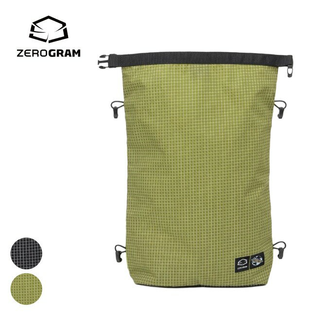 産過程で発生する余剰生地のうちダイニーマ・グリッドストップ生地をアップサイクルしたPlogging※ Bag。 液だれや匂いを漏らさずコンパクトに圧縮しやすいできるロールトップ型のスタッフサックです。 四隅についているフックでバックパック等...