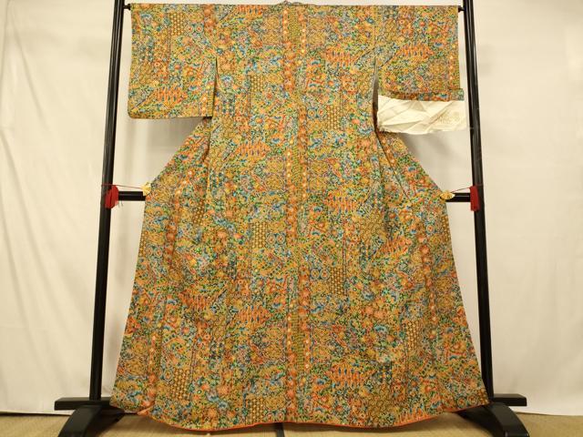 ■■■　サイズ　■■■ 身丈 160cm（肩から） 裄丈 65cm 袖丈 49cm　縫込み 4cm 袖幅 33cm 前幅 24cm 後幅 30cm 着物縫いこみ 内揚げ 1.5cm 裄 お袖側 約1.5cm　身頃側 約2cm ■■■　商品詳...