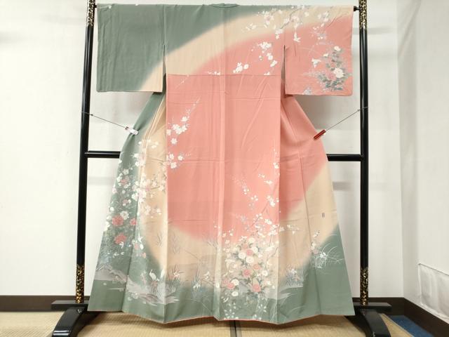 ■■■　サイズ　■■■ 身丈 161cm（肩から） 裄丈 66.5cm 袖丈 48cm　縫込み 8cm 袖幅 34.5cm 前幅 24cm 後幅 29cm 着物縫いこみ 内揚げ 4cm 裄 お袖側 約1cm　身頃側 約2.5cm ■■■　商...