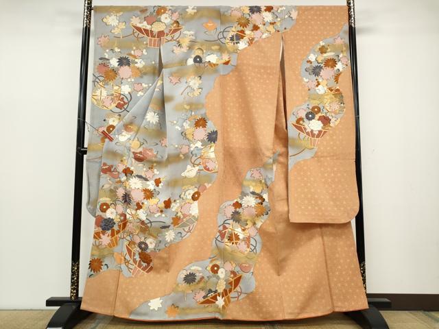 ■■■　サイズ　■■■ 身丈 163cm（肩から） 裄丈 66.5cm 袖丈 115cm　縫込み 4cm 袖幅 34.5cm 前幅 25cm 後幅 30cm 着物縫いこみ 内揚げ 3cm 裄 お袖側 約1cm　身頃側 約1cm ■■■　商品...