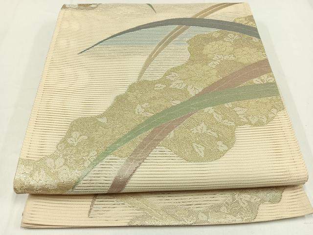 ■■■　サイズ　■■■ 長さ 432cm 幅 31cm程 ■■■　商品詳細　■■■ 【正絹・芯なし】 状態は接写画像のように 前柄・柄止まりに薄い汚れがございますが その他特に目立ったシミ汚れなどもなく大変良い状態です。 大変上質な逸品にな...