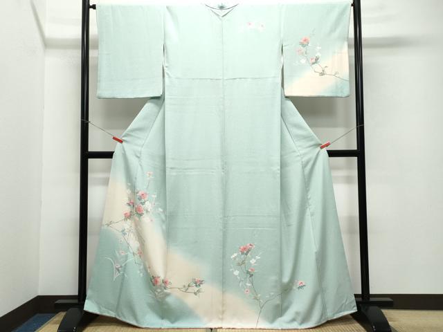 ■■■　サイズ　■■■ 身丈 165.5cm（肩から） 裄丈 66cm 袖丈 49cm　縫込み 5.5cm 袖幅 33.5cm 前幅 24cm 後幅 29.5cm 着物縫いこみ 内揚げ 4.5cm 裄 お袖側 約2.5cm　身頃側 約0cm...