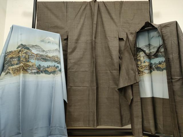 ■■■　サイズ　■■■ 【着物】 身丈 143.5cm（肩から） 裄丈 73cm 袖丈 47.5cm 袖幅 38cm 前幅 26.5cm 後幅 33cm 着物縫いこみ 内揚げ 5cm 裄 お袖側 約 1cm　身頃側 約 3cm 【羽織】 身...