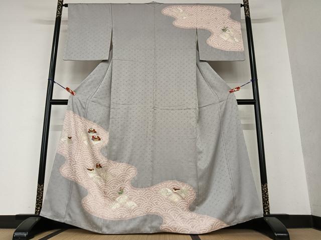 ■■■　サイズ　■■■ 身丈 162.5cm（肩から） 裄丈 63.5cm 袖丈 50cm　縫込み 4.5cm 袖幅 32cm 前幅 24cm 後幅 29cm 着物縫いこみ 内揚げ 0cm 裄 お袖側 約2cm　身頃側 約1cm ■■■　商...