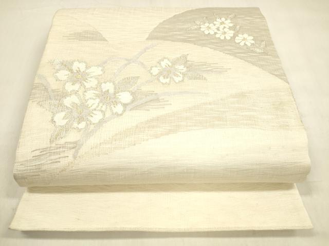 ■■■　サイズ　■■■ 長さ 418cm 幅 30cm程 ■■■　商品詳細　■■■ 【正絹】 状態は接写画像のように 太鼓下部・胴回りに薄い汚れがございますが その他特に目立ったシミ汚れなどもなく大変良い状態です。 大変上質な逸品になります...