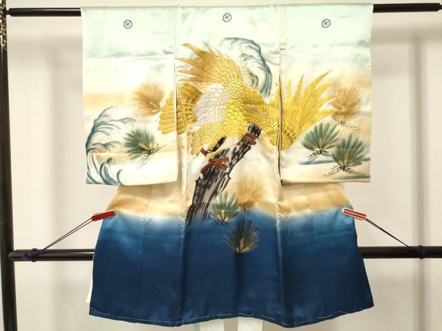 ■■■　サイズ　■■■ 【産着】 身丈 99.5cm（肩から） 裄丈 45cm 袖丈 56.5cm ■■■　商品詳細　■■■ 産着【表地：正絹・襦袢：化繊・五つ紋】の 状態は接写画像のように表地所々に薄い汚れ・ヤケがございます。 大変上質な...