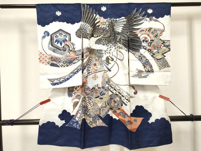 ■■■　サイズ　■■■ 【産着】 身丈 97cm（肩から） 裄丈 44.5cm 袖丈 56cm ■■■　商品詳細　■■■ 産着【着物：正絹・襦袢：化繊・五つ紋】の 状態は接写画像のように襦袢裏地に薄い汚れがございますがその他表地は特に目立っ...