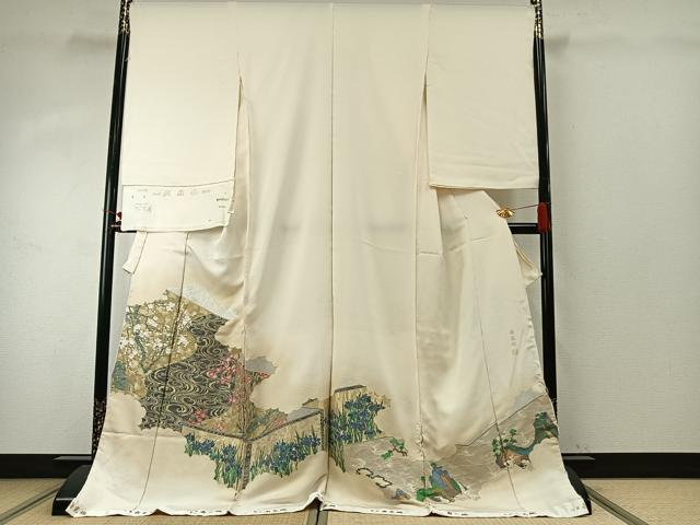 ■■■　サイズ　■■■ 反幅　36cm　　　八掛付き ※ご自身でお好みのサイズに仕立ててお召になっていただけます。 ■■■　商品詳細　■■■ 【正絹・未使用】 状態は特に目立ったシミ汚れなどもなく大変良い状態です。 大変上質な逸品になります...