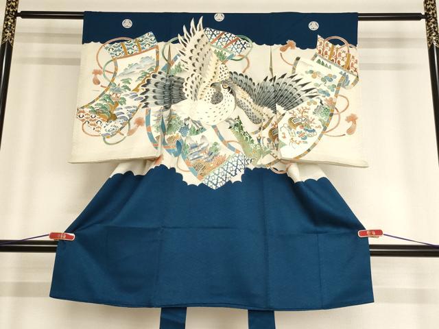 ■■■　サイズ　■■■ 【着物】 身丈 98cm（肩から） 裄丈 44cm 袖丈 54cm ■■■　商品詳細　■■■ 産着【正絹・五つ紋】の状態は接写画像のように上前おくみ・上前・両袖に汚れがございますが その他特に目立ったシミ汚れなどもな...