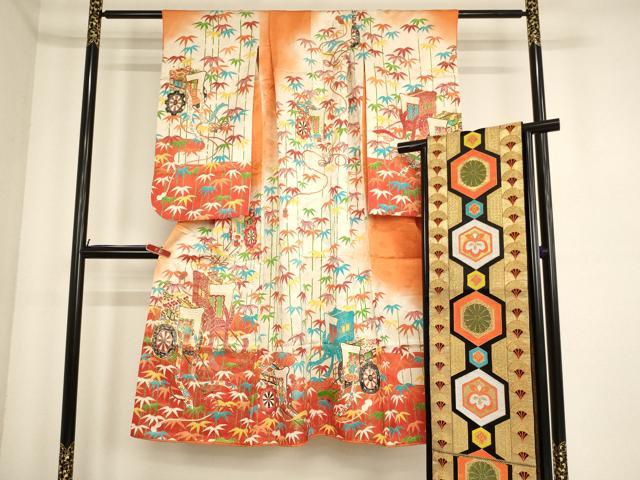 ■■■　サイズ　■■■ 【祝着】 身丈 134cm（肩から） 裄丈 46cm（肩上げ　5cm） 袖丈 69cm　縫込み 3.5cm 袖幅 29.5cm 前幅 19cm 後幅 26.5cm 着物縫いこみ 内揚げ 0cm （腰上げ　0cm） 裄...