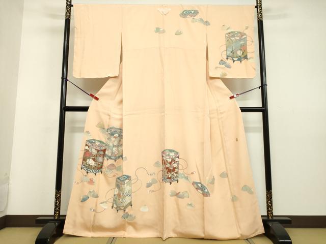 平和屋着物○黄八丈 紬 格子 正絹 逸品 AABA6442ph