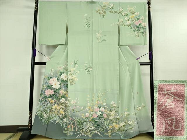 ■■■　サイズ　■■■ 身丈 165.5cm（肩から） 裄丈 67cm 袖丈 55cm　 縫込み 5.5cm 袖幅 34cm 前幅 25cm 後幅 31cm 着物縫いこみ 内揚げ 3.5cm 裄 お袖側 約 2.5cm　身頃側 約 1.5c...