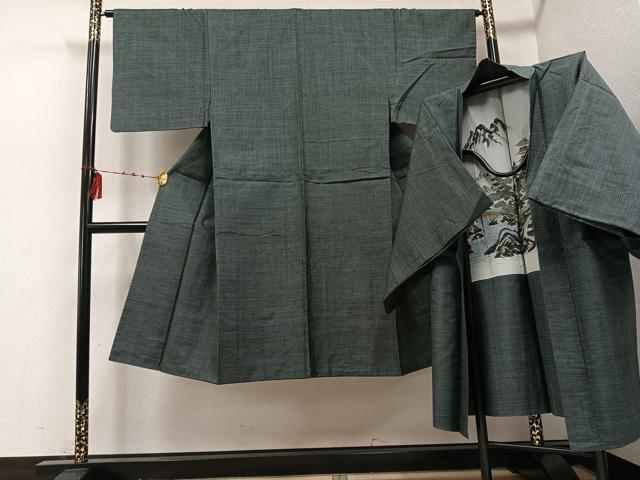 ■■■　サイズ　■■■ 【着物】 身丈 128cm（肩から） 裄丈 64cm 袖丈 46cm　縫込み 5cm 袖幅 32.5cm 前幅 22cm 後幅 30cm 着物縫いこみ 内揚げ 8cm 裄 お袖側 約2cm　身頃側 約1.5cm 【羽...