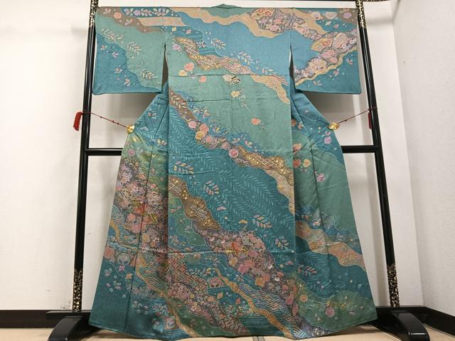 ■■■　サイズ　■■■ 身丈 161.5cm（肩から） 裄丈 69cm 袖丈 47.5cm　縫込み 4cm 袖幅 34cm 前幅 23.5cm 後幅 29.5cm 着物縫いこみ 内揚げ 2cm 裄 お袖側 約1cm　身頃側 約1cm ■■■...