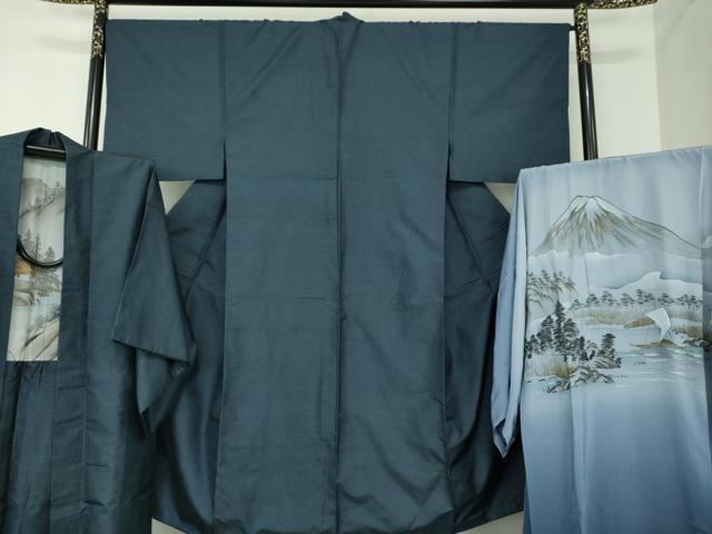 ■■■　サイズ　■■■ 【着物】 身丈 143.5cm（肩から） 裄丈 68cm 袖丈 49.5cm　縫込み 3.5cm 袖幅 34cm 前幅 25.5cm 後幅 30cm 着物縫いこみ 内揚げ 11cm 裄 お袖側 約5.5cm　身頃側 ...