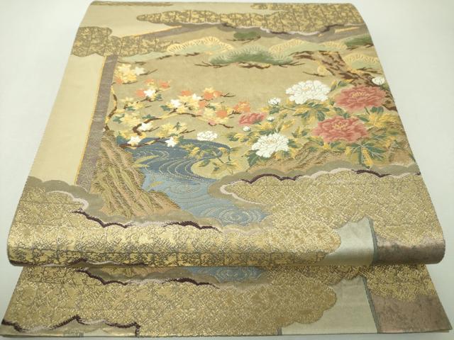 ■■■　サイズ　■■■ 長さ 434cm 幅 30.5cm程 ■■■　商品詳細　■■■ 【正絹】 状態は接写画像のように柄止まり、裏地に薄い汚れがございますが その他特に目立ったシミ汚れなどもなく大変良い状態です。着用時には見えない部分にな...