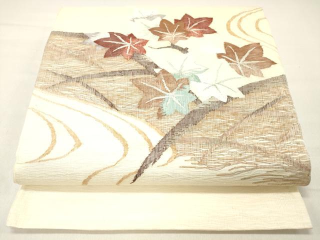 ■■■　サイズ　■■■ 長さ 436cm 幅 30cm程 ■■■　商品詳細　■■■ 【正絹】 状態は接写画像のように 太鼓下部・胴回りに薄い汚れがございますが その他特に目立ったシミ汚れなどもなく大変良い状態です。 大変上質な逸品になります...