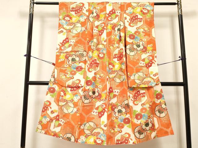 ■■■　サイズ　■■■ 【祝着】 身丈 129cm（肩から） 裄丈 45cm（肩上げ　5cm） 袖丈 80.5cm　縫込み 4.5cm 袖幅 28cm 前幅 21.5cm 後幅 27cm 着物縫いこみ 内揚げ 0cm （腰上げ　0cm） 裄...