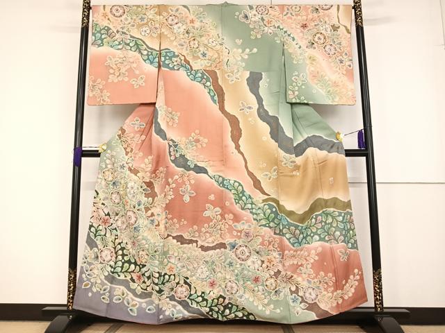 ■■■　サイズ　■■■ 身丈 158cm（肩から） 裄丈 66.5cm 袖丈 55.5cm　縫込み 3cm 袖幅 35cm 前幅 24cm 後幅 30cm 着物縫いこみ 内揚げ 8cm 裄 お袖側 約0cm　身頃側 約3cm ■■■　商品詳...