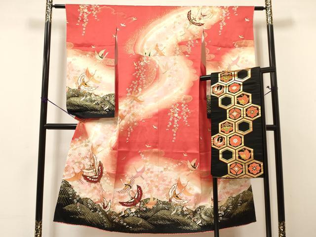 ■■■　サイズ　■■■ 【祝着】 身丈 140.5cm（肩から） 裄丈 60cm（肩上げ　0cm） 袖丈 73.5cm　縫込み 3.5cm 袖幅 31.5cm 前幅 19.5cm 後幅 26cm 着物縫いこみ 内揚げ 2.5cm （腰上げ　...