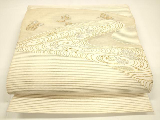 ■■■　サイズ　■■■ 長さ 349.5cm 幅 30cm程 ■■■　商品詳細　■■■ 【正絹】 状態は接写画像のように 胴回り・裏地に薄い汚れがございますが その他特に目立ったシミ汚れなどもなく大変良い状態です。 大変上質な逸品になります...