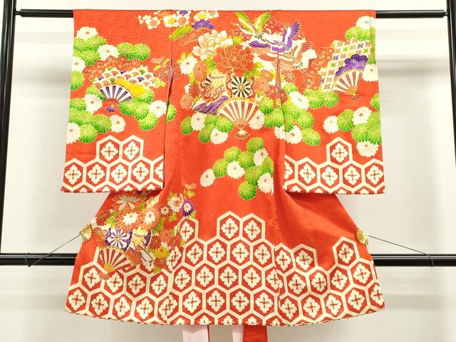 ■■■　サイズ　■■■ 【着物】 身丈 96cm（肩から） 裄丈 47cm 袖丈 58.5cm ■■■　商品詳細　■■■ 産着【表地：正絹・胴裏：化繊、襦袢：化繊】の状態は接写画像のように後身頃・両袖前・襦袢と祝着の紐に薄い汚れがございます...