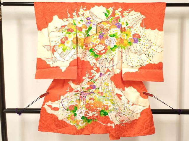 ■■■　サイズ　■■■ 【着物】 身丈 97cm（肩から） 裄丈 45cm 袖丈 55cm ■■■　商品詳細　■■■ 産着【正絹】の状態は接写画像のように 表地所々に薄い汚れ、紐部分に糸解けがございます。 大変上質な逸品になりますので ぜひ...