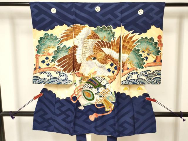 ■■■　サイズ　■■■ 【着物】 身丈 94.5cm（肩から） 裄丈 45cm 袖丈 56.5cm ■■■　商品詳細　■■■ 産着【表地：正絹・裏地：アセテート・襦袢：化繊・五つ紋】の 状態は接写画像のように表地所々・裏地に薄い汚れ、 襦袢...