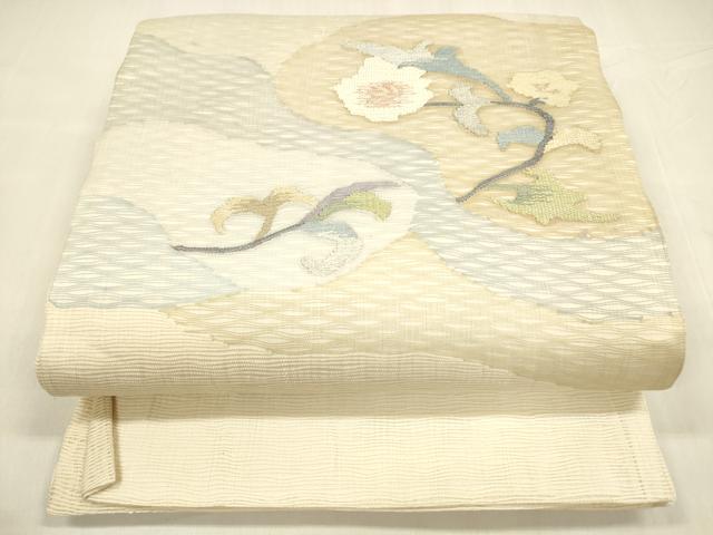■■■　サイズ　■■■ 長さ 454cm 幅 30.5cm程 ■■■　商品詳細　■■■ 【正絹】 状態は接写画像のように 太鼓に薄い汚れがございますが その他特に目立ったシミ汚れなどもなく大変良い状態です。 大変上質な逸品になります。 お安...