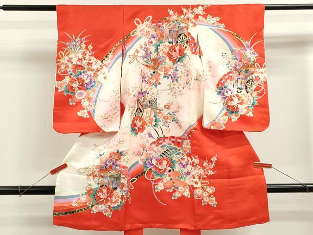 ■■■　サイズ　■■■ 【着物】 身丈 94.5cm（肩から） 裄丈 44cm 袖丈 55.5cm ■■■　商品詳細　■■■ 産着【表地：正絹・胴裏：化繊】の状態は接写画像のように両袖・右袖付け付近に薄い汚れがございますが その他特に目立っ...