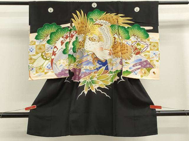■■■　サイズ　■■■ 【着物】 身丈 93.5cm（肩から） 裄丈 45cm 袖丈 55.5cm ■■■　商品詳細　■■■ 産着【正絹・五つ紋】の状態は接写画像のように両袖・後身頃・下前・胴裏に薄い汚れがございますが その他特に目立ったシ...