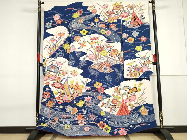 ■■■　サイズ　■■■ 身丈 159.5cm（肩から） 裄丈 64.5cm 袖丈 96.5cm　縫込み 5cm 袖幅 34cm 前幅 23.5cm 後幅 29.5cm 着物縫いこみ 内揚げ 0cm 裄 お袖側 約0cm　身頃側 約2cm ■...